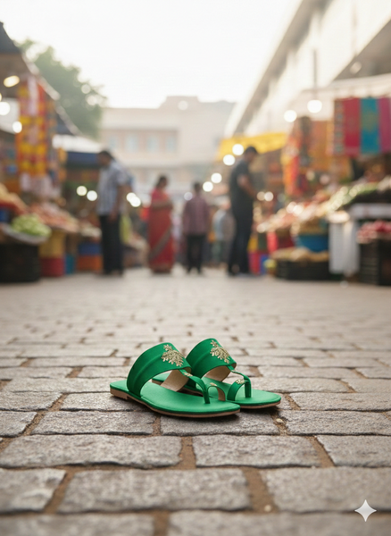 Dark green beauty Kolhapuri - khussayy.pk